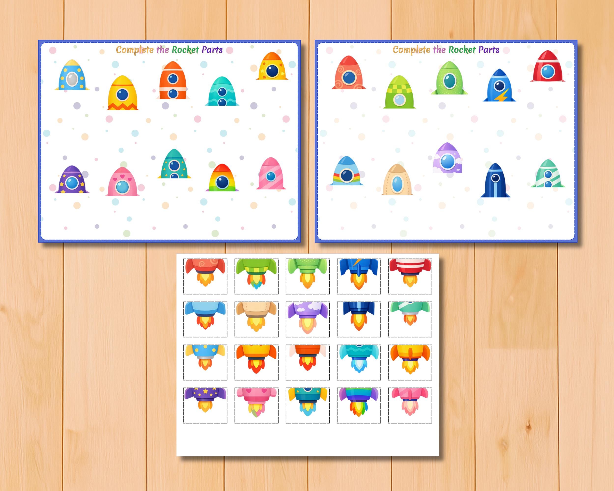 Rocket Matching Activity, Space Puzzle Game, Visual Activities ...