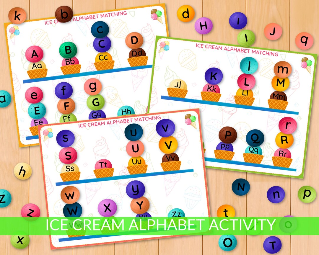 Ice Cream Alphabet Matching, Uppercase and Lowercase Letter Match ...