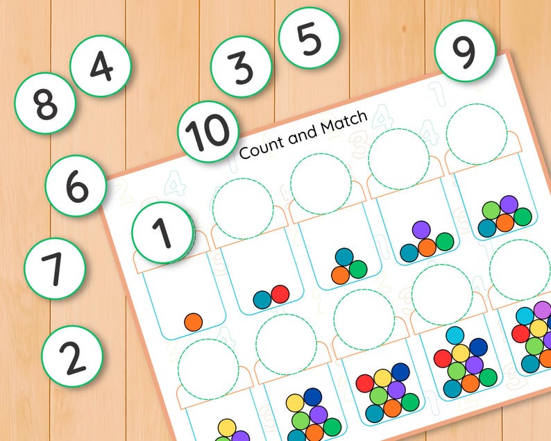 Preschool Counting 1–10 Activity, Matching Game, Homeschool Math ...