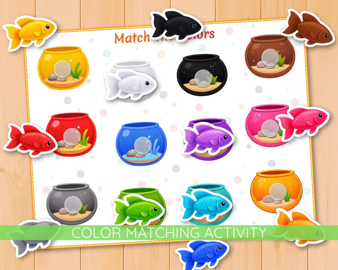Fish Color Matching Activity, Aquarium Colors Match, Preschool ...