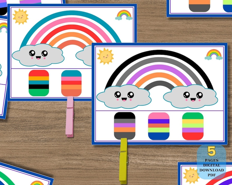 Rainbow Color Matching Activity, Fine Motor Skills, Homeschool ...