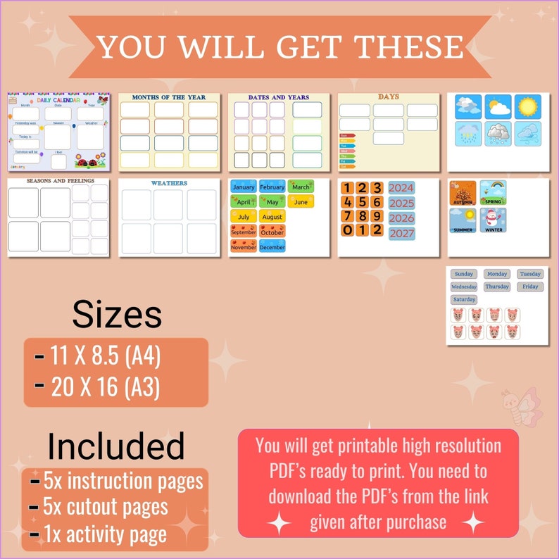 Printable Calendar for Kids Montessori Homeschool Preschool Calendar ...