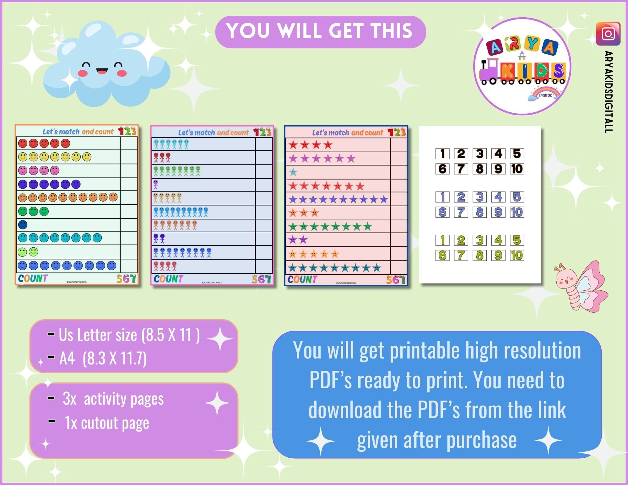 Counting Numbers 1-10 Printable, Learn to Count, Busy Book Pages ...