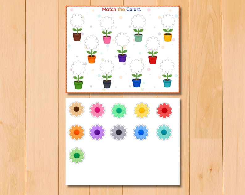 Flower Color Matching Activity, Colors Sorting Game, Preschool ...