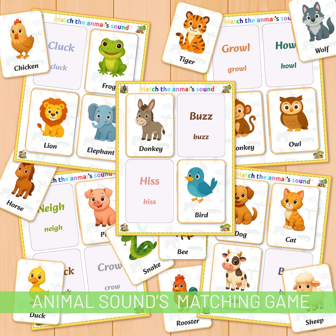 Animal Sound Matching Game, Animal Flashcards, Montessori Materials ...