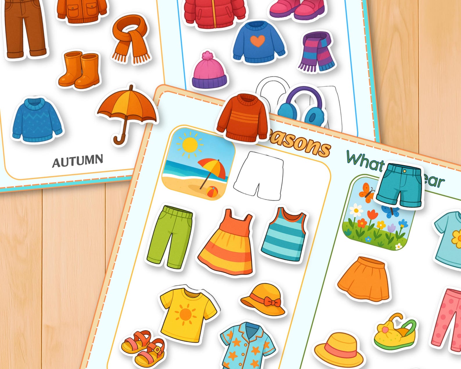 Seasons Clothing Match Activity, Wear Sorting Game, Busy Book Page ...