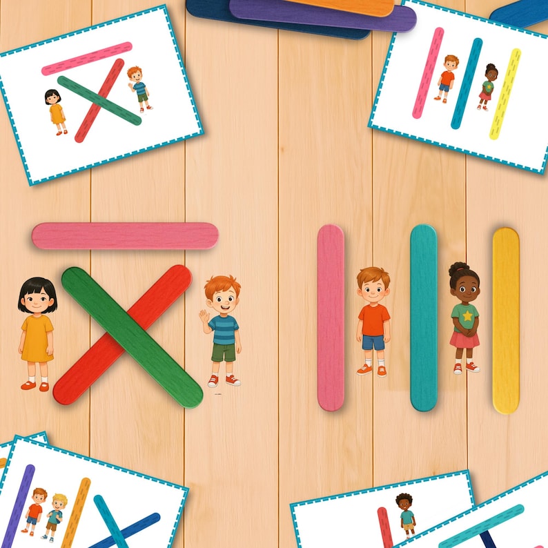 Popsicle Stick Building Cards, Montessori Printable STEM Activity for ...