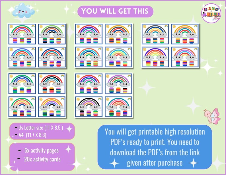 Rainbow Color Matching Activity, Fine Motor Skills, Homeschool ...