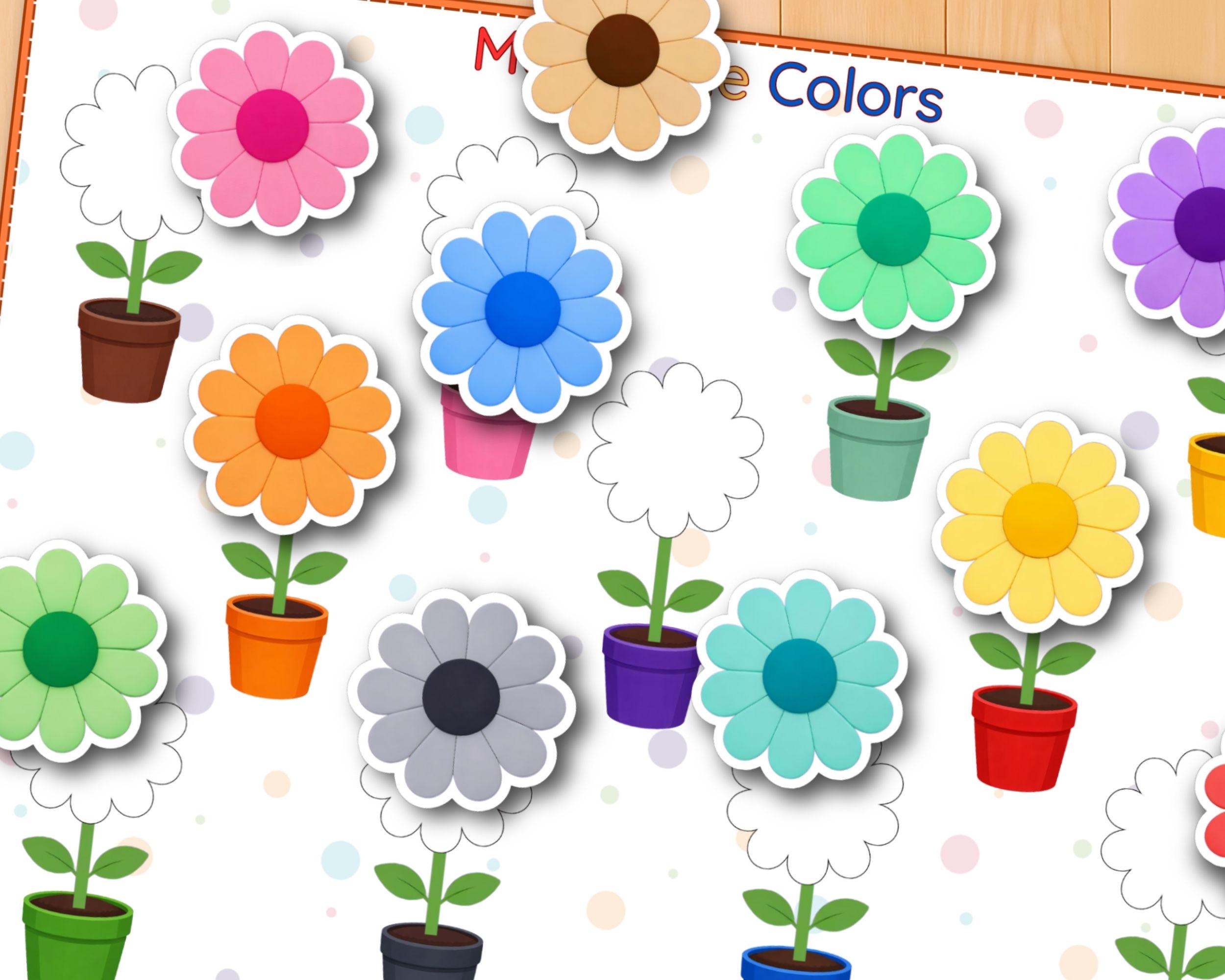 Flower Color Matching Activity, Colors Sorting Game, Preschool ...