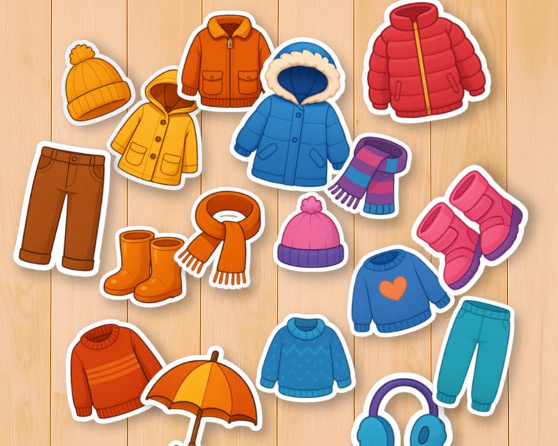 Seasons Clothing Match Activity, Wear Sorting Game, Busy Book Page ...