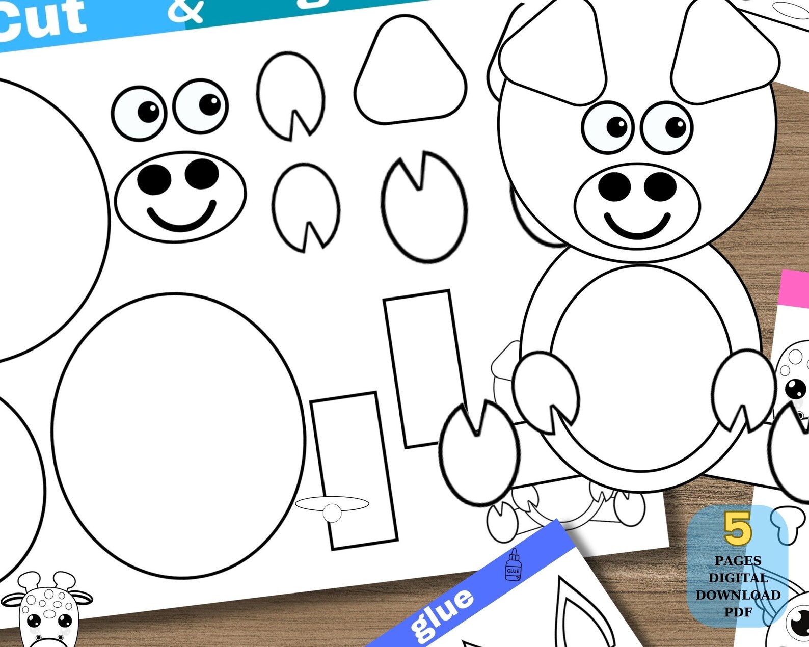Cutting Scissors With Animals for Preschool and Kindergarten Printable ...