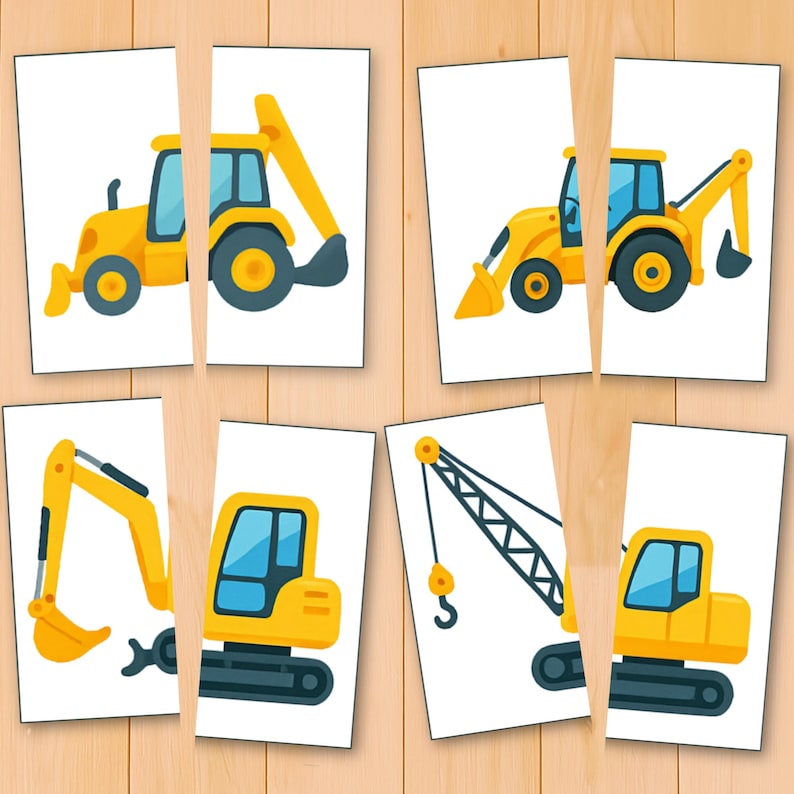 Vehicle Matching Puzzle, Printable Montessori, Truck Activity, Learn ...