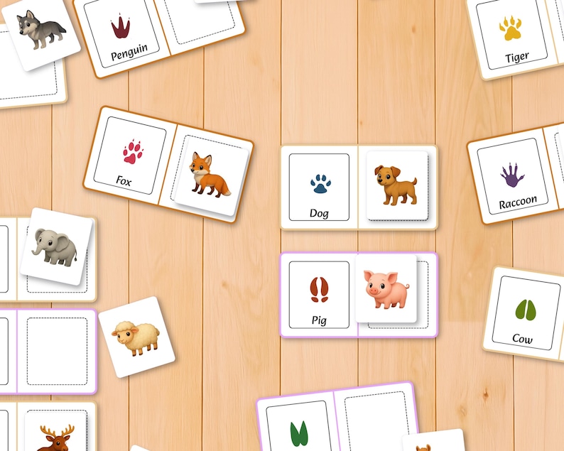 Animal Tracks Matching Cards, Animals Footprints Game, Montessori ...