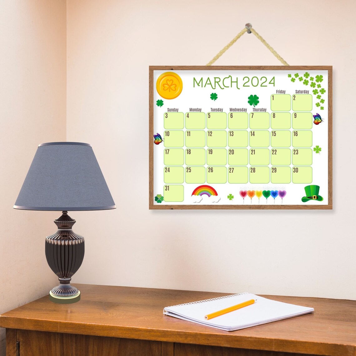 2024 Printable Calendars, Printable Kids Calendars, Watercolor ...