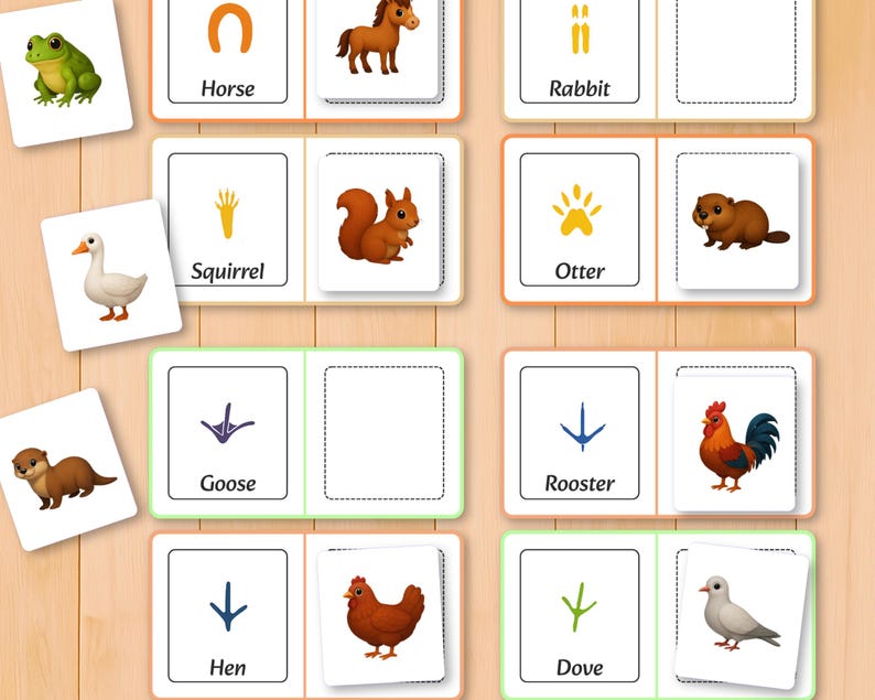 Animal Tracks Matching Cards, Animals Footprints Game, Montessori ...