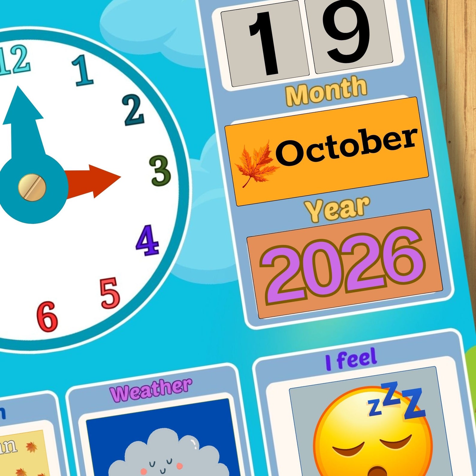 Daily Kids Calendar for Kids, Calendar for Kids, Homeschool Wall ...