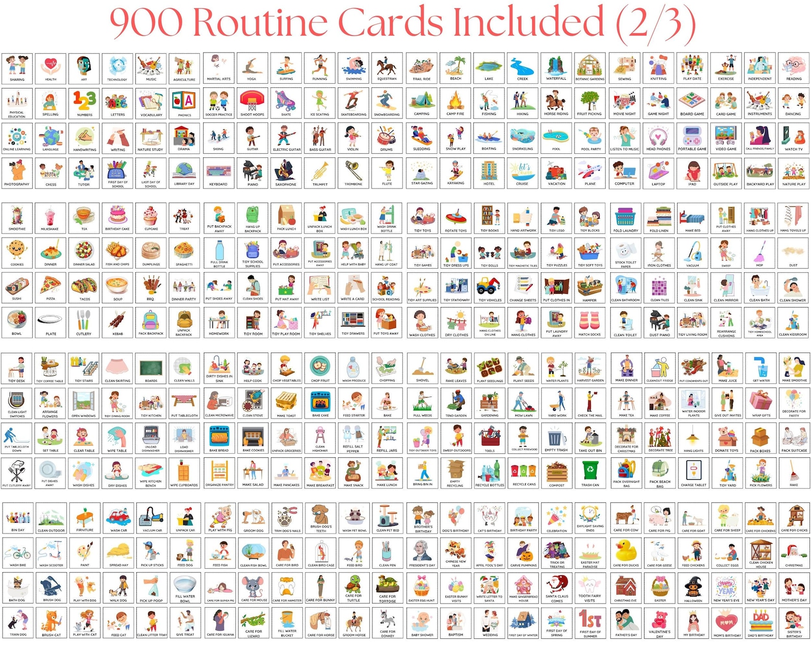 Daily Routine Cards Visual Schedule Toddler Routine Chart for Kids ...