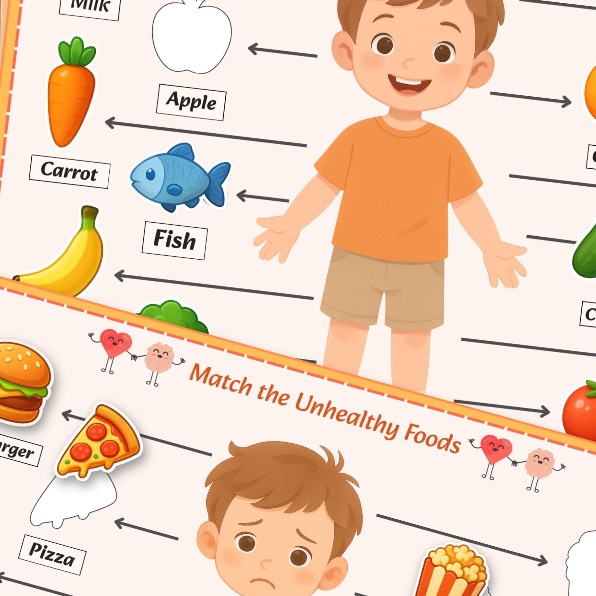 Healthy and Unhealthy Food Matching Game, Educational Cards With Food ...