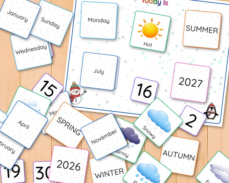 Daily Calendar Activity for Kids, Seasons, Months of Year, Preschool ...
