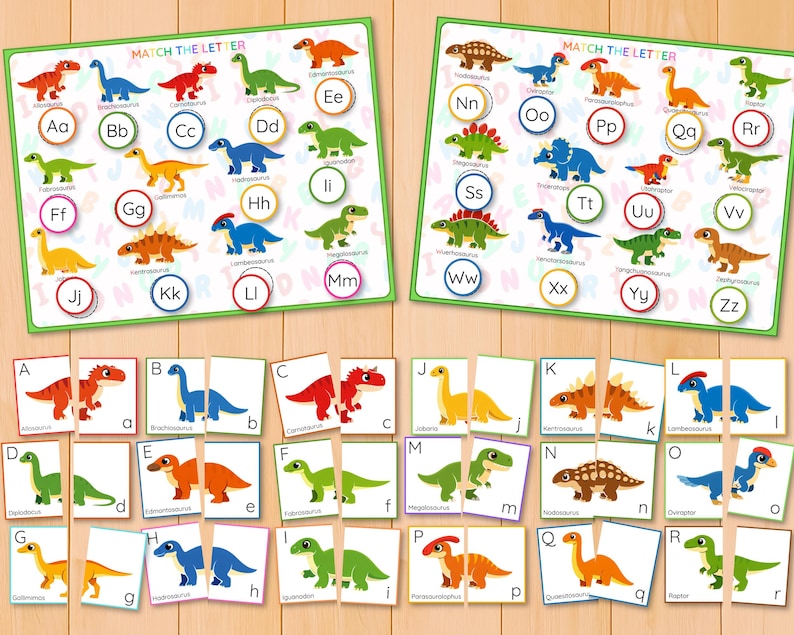 Dinosaur Alphabet and Letter Recognition Puzzle Activity, Uppercase ...