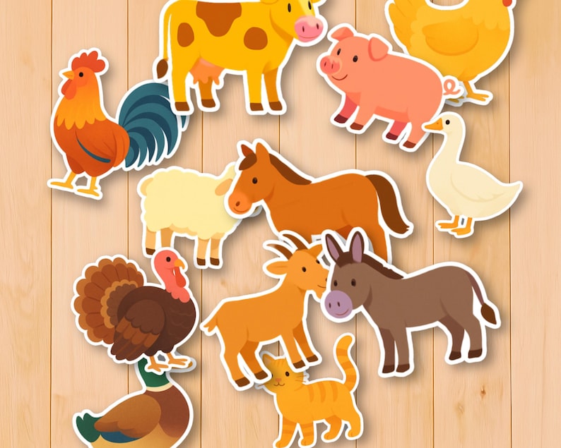 Farm Animals Shadow Matching, Busy Book Printable Page, Visual ...