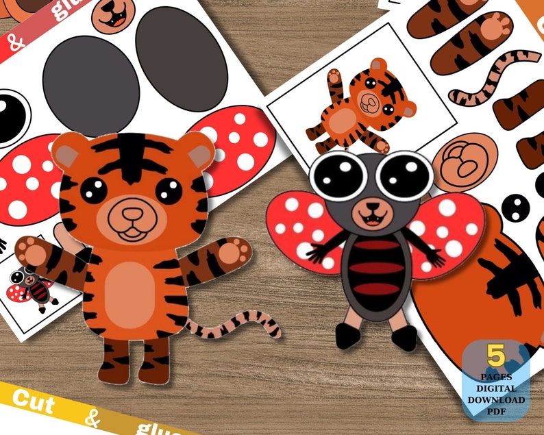 Printable Cut and Paste Animal Craft, Paper Animal, Create Your Own ...