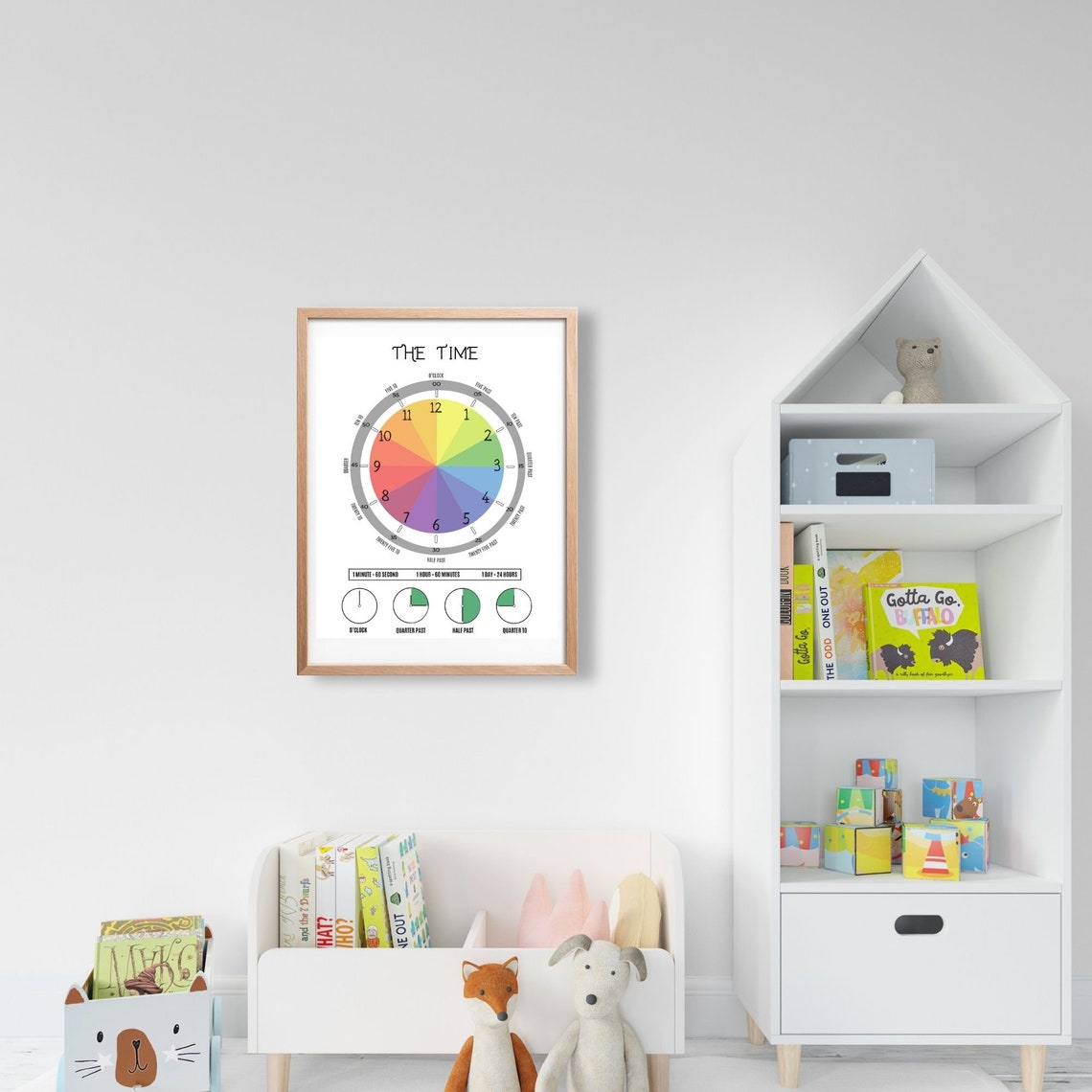 Telling Time Poster, Time Printables, Rainbow Playroom Decor, Kids ...
