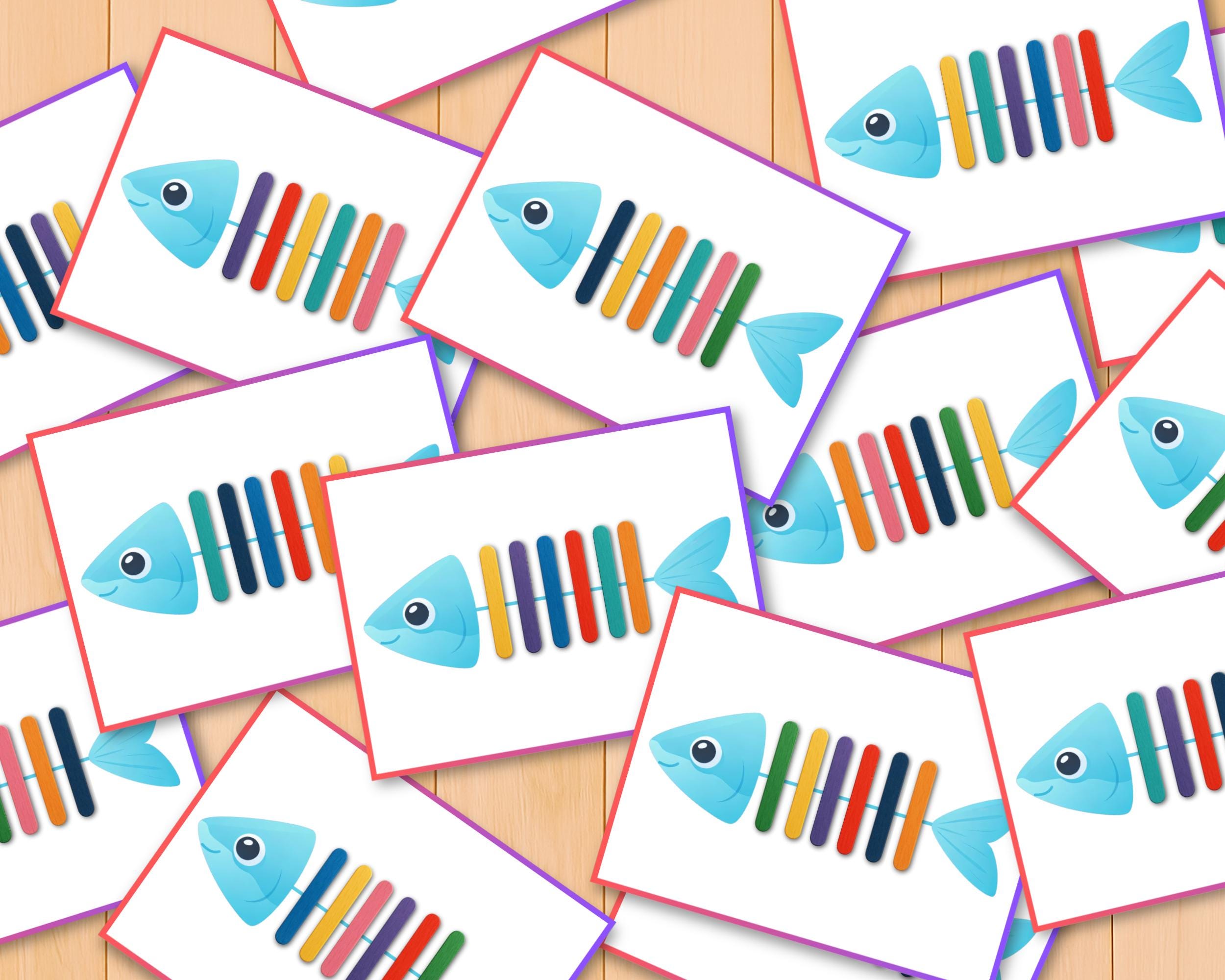 French Fish Popsicle Stick Pattern Activity, Bone Patterns, Fine Motor ...