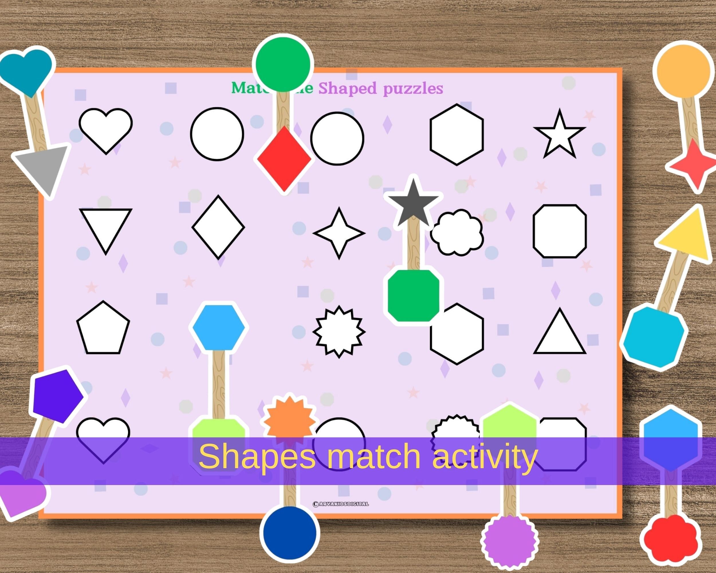 Shape Matching Game, Printable Match Activity, Fine Motor Skills ...