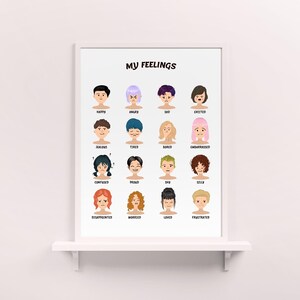 Rainbow Emotion Chart, Emotion Print, Printable Wall Art, Montessori ...