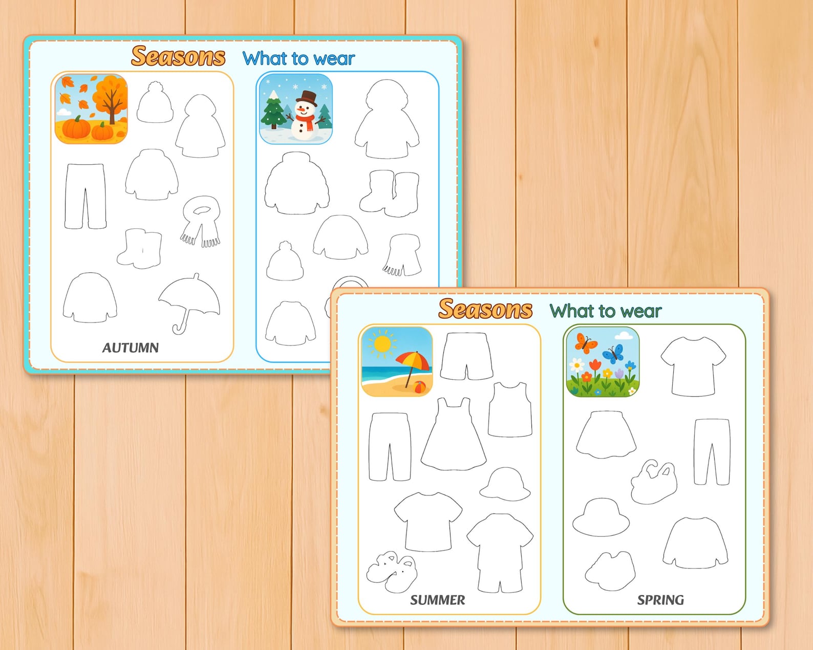 Seasons Clothing Match Activity, Wear Sorting Game, Busy Book Page ...