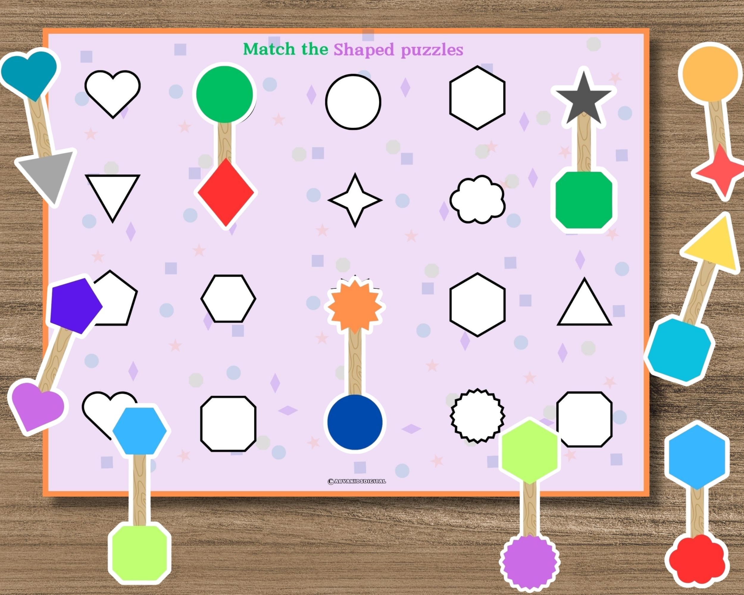 Shape Matching Game, Printable Match Activity, Fine Motor Skills ...