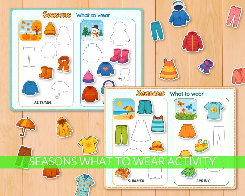 Seasons Clothing Match Activity, Wear Sorting Game, Busy Book Page ...