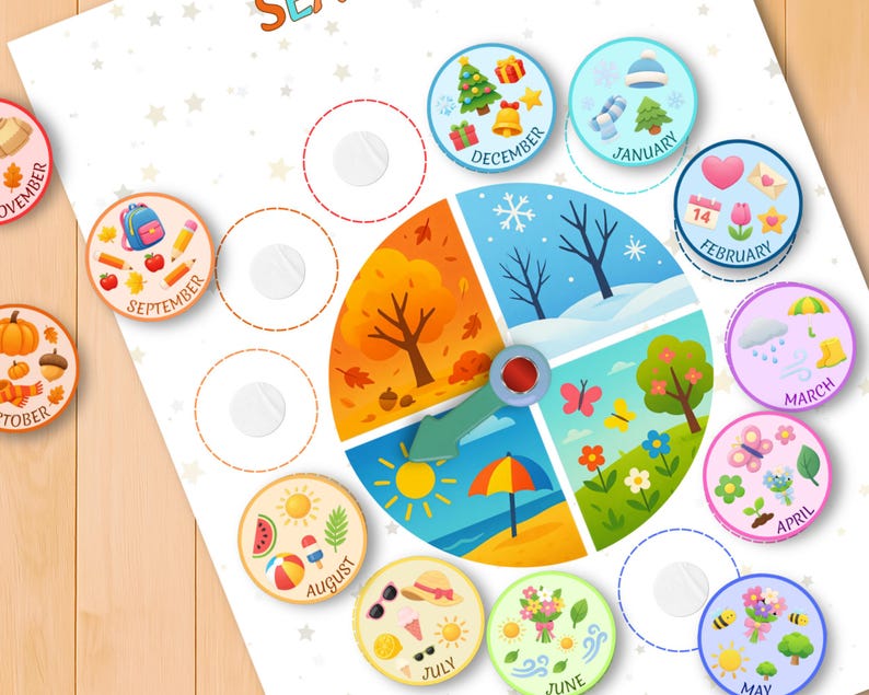 Seasons and Months Wheel Activity, Sheet Perpetual Calendar, Season ...