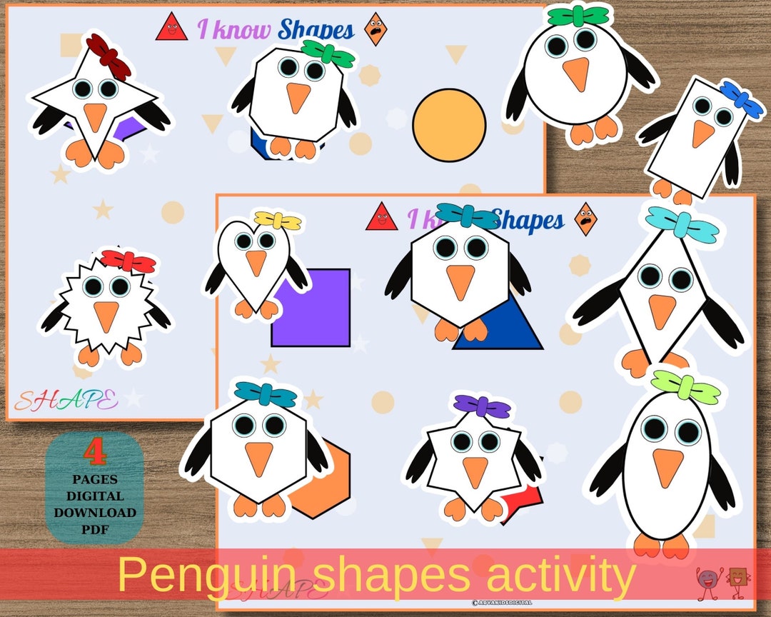 Penguin Shape Matching Activity, 2D Shapes, Condensed Book Page, File ...
