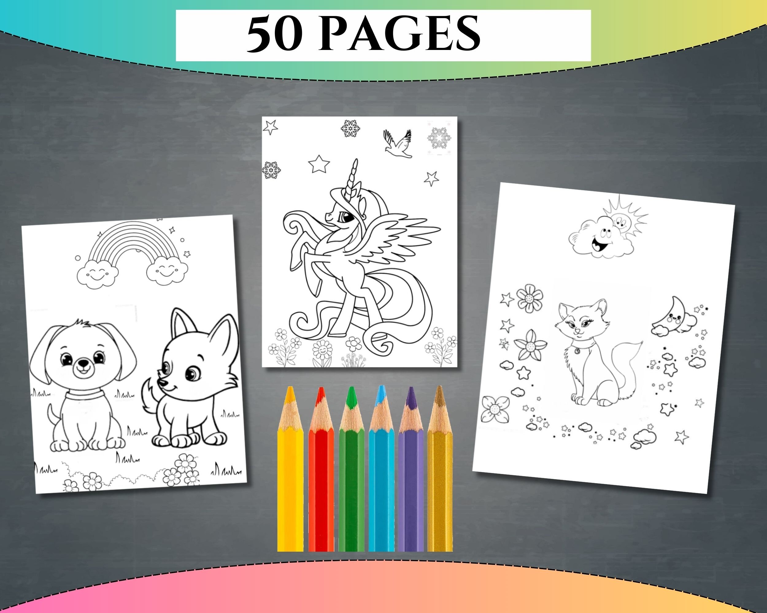 Animal Themed Printable Coloring Pages, Animal Coloring Book for Kids ...