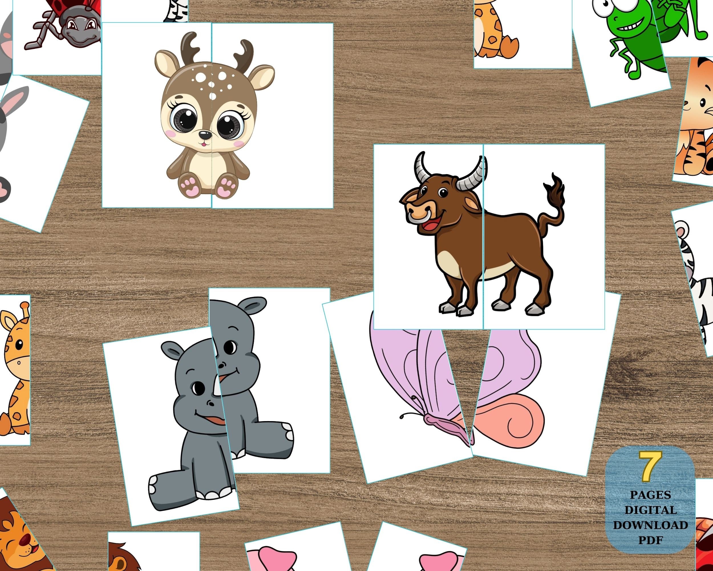 Printable Matching Animals Worksheet Busy Book, Toddler Busy Book ...