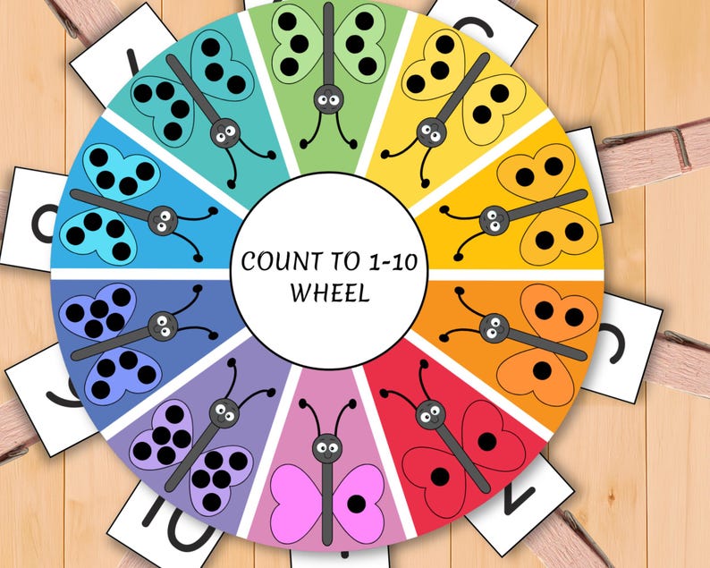 Butterfly Counting Wheel 1 10 Clip Cards Number Match, Preschool Math ...