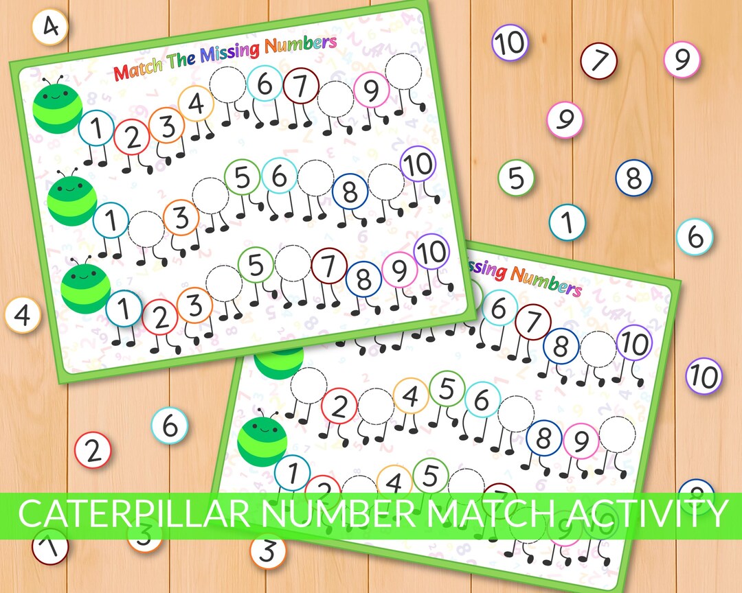 Caterpillar Missing Numbers Matching Activity, Number 1 10, Preschool ...