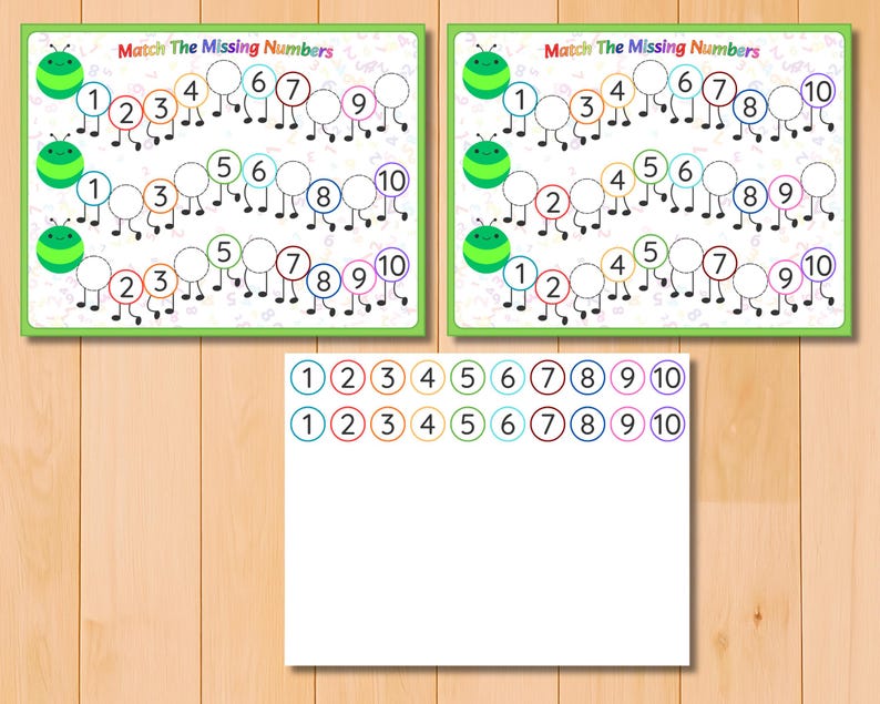 Caterpillar Missing Numbers Matching Activity, Number 1 10, Preschool ...