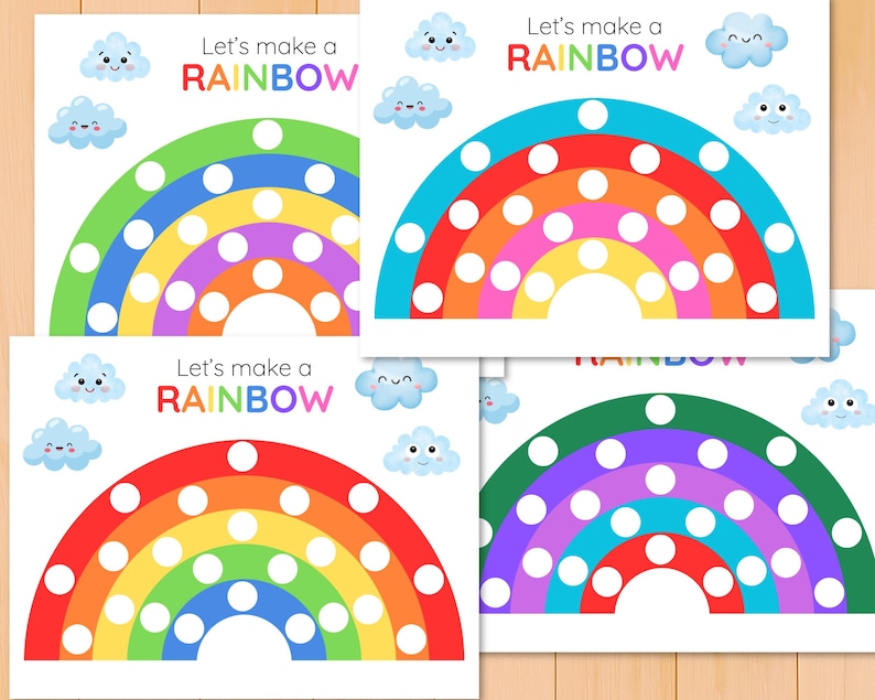 Rainbow Pom Pom Activity Mat, Color Sorting Game, Fine Motor Skills ...