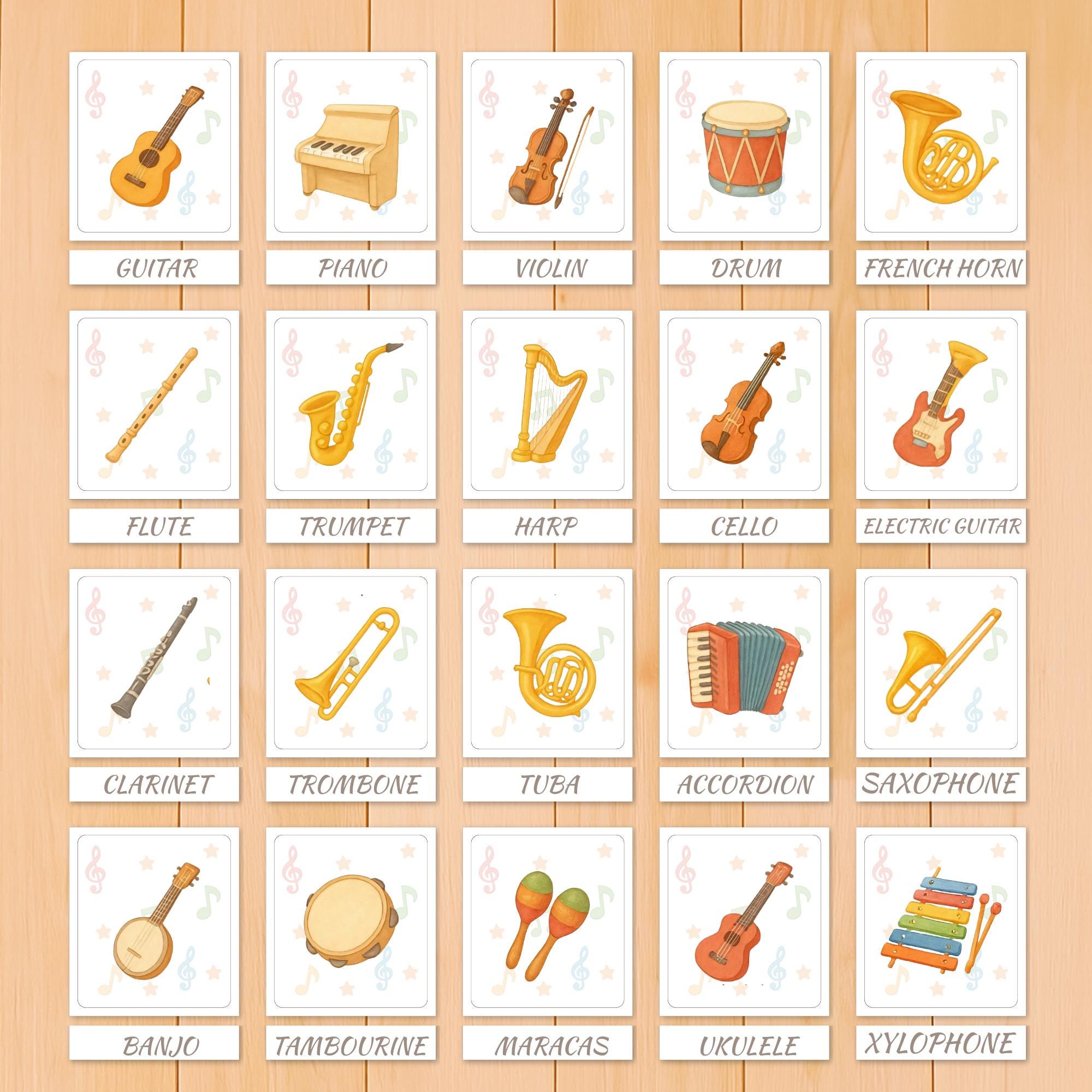 Musical Instrument Flashcards – Montessori Printable, Music Vocabulary ...