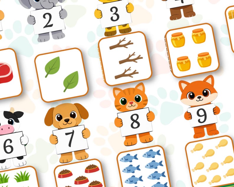 Counting Activity 1 10, Animal Number Matching Game, Preschool Learning ...