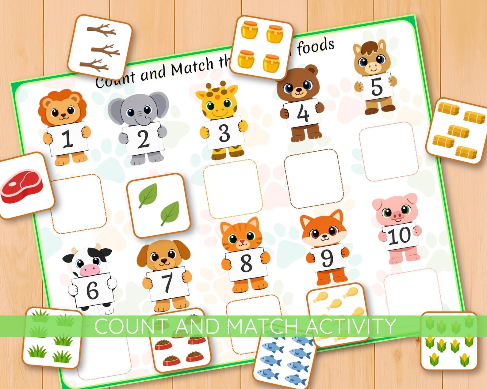 Counting Activity 1 10, Animal Number Matching Game, Preschool Learning ...