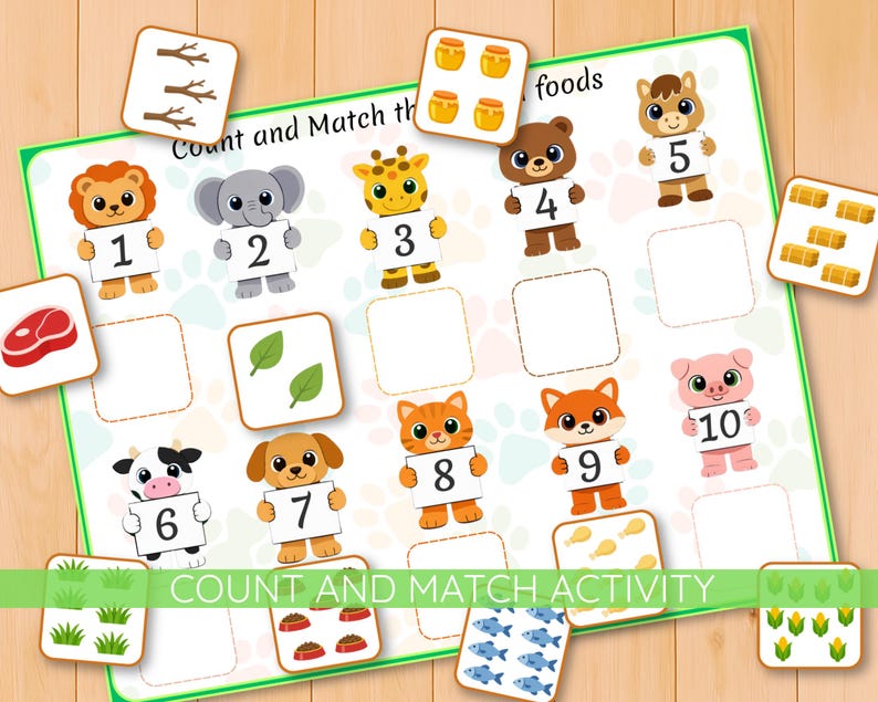Counting Activity 1 10, Animal Number Matching Game, Preschool Learning ...