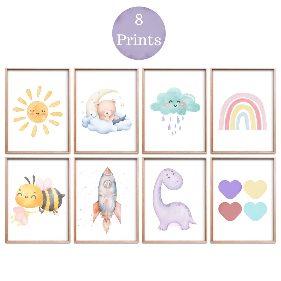 Cute Nursery Bundle, Set of 8 Prints, Nursery Art, Nursery Art Print ...