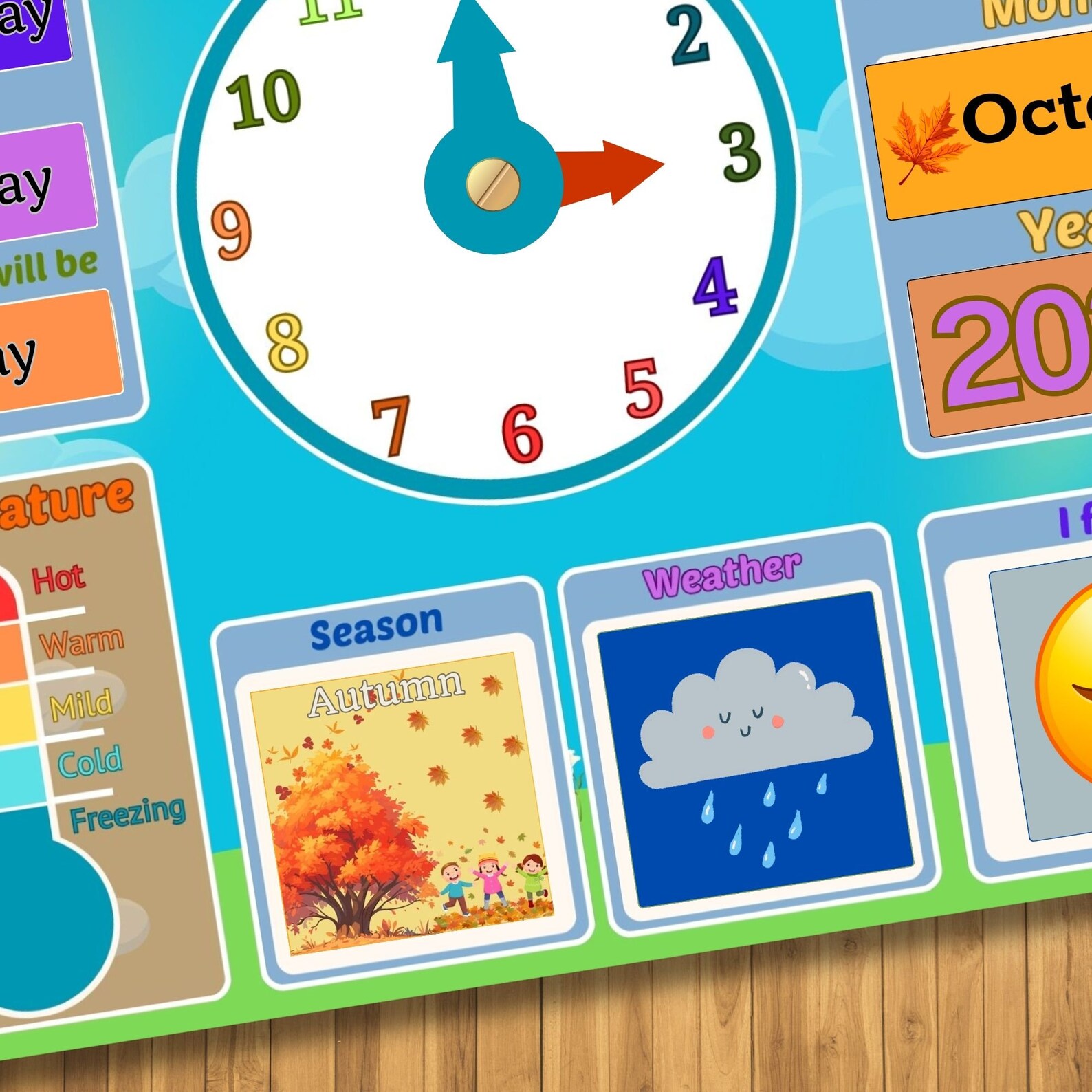 Daily Kids Calendar for Kids, Calendar for Kids, Homeschool Wall ...
