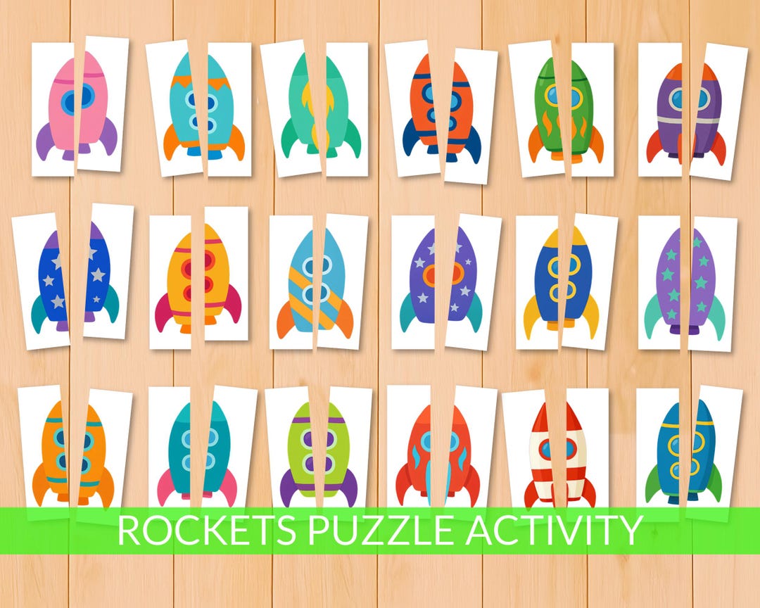 Rocket Puzzle Matching Cards, Space Theme Activity, Preschool Visual ...