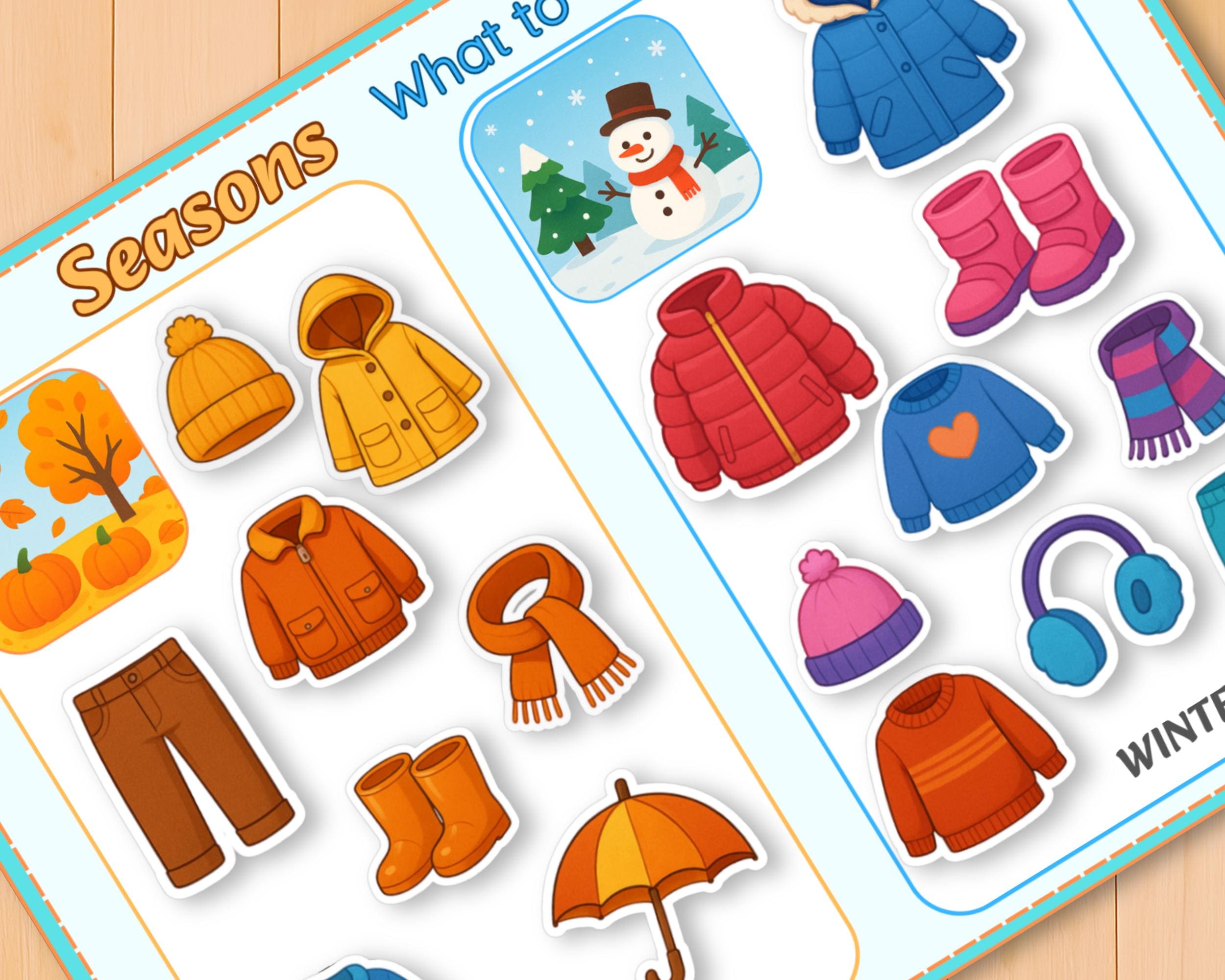 Seasons Clothing Match Activity, Wear Sorting Game, Busy Book Page ...