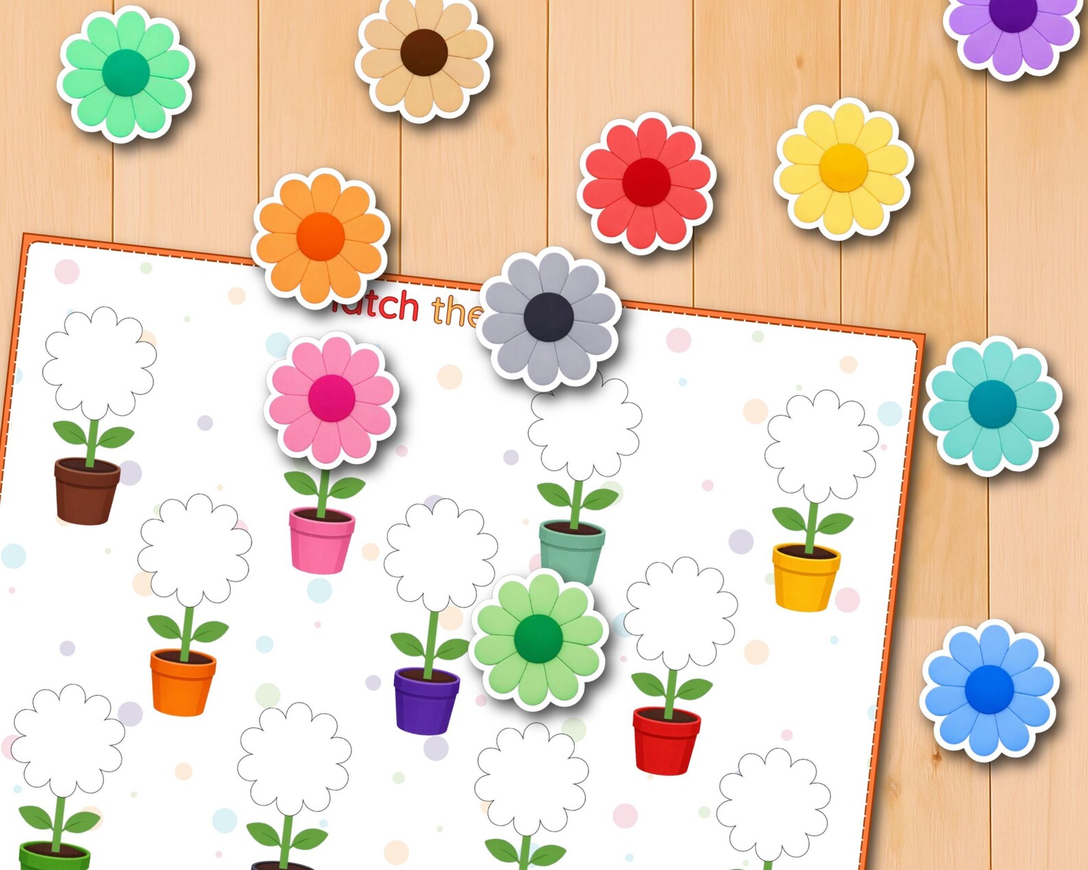 Flower Color Matching Activity, Colors Sorting Game, Preschool ...